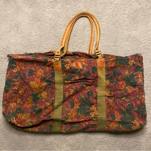 GAP | Bags | Vintage Gap Canvas Duffel Weekender Bag Boho Burgundy ...